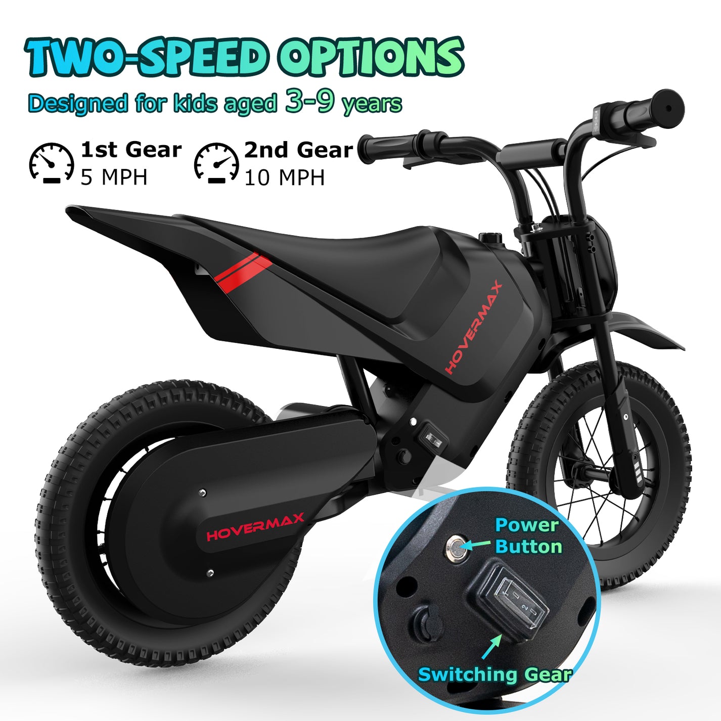 HOVERMAX H13M Electric Dirt Bike For Kids, 150W Electric Motorcycle 10 ...